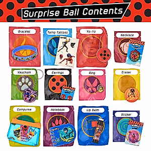 Miraculous 13pc Surprise Miracle Box -Zag Heroez Themed Ladybug And Cat Noir Toys Surprise with Stickers For Kids, Treasure Prizes, Birthday Favors
