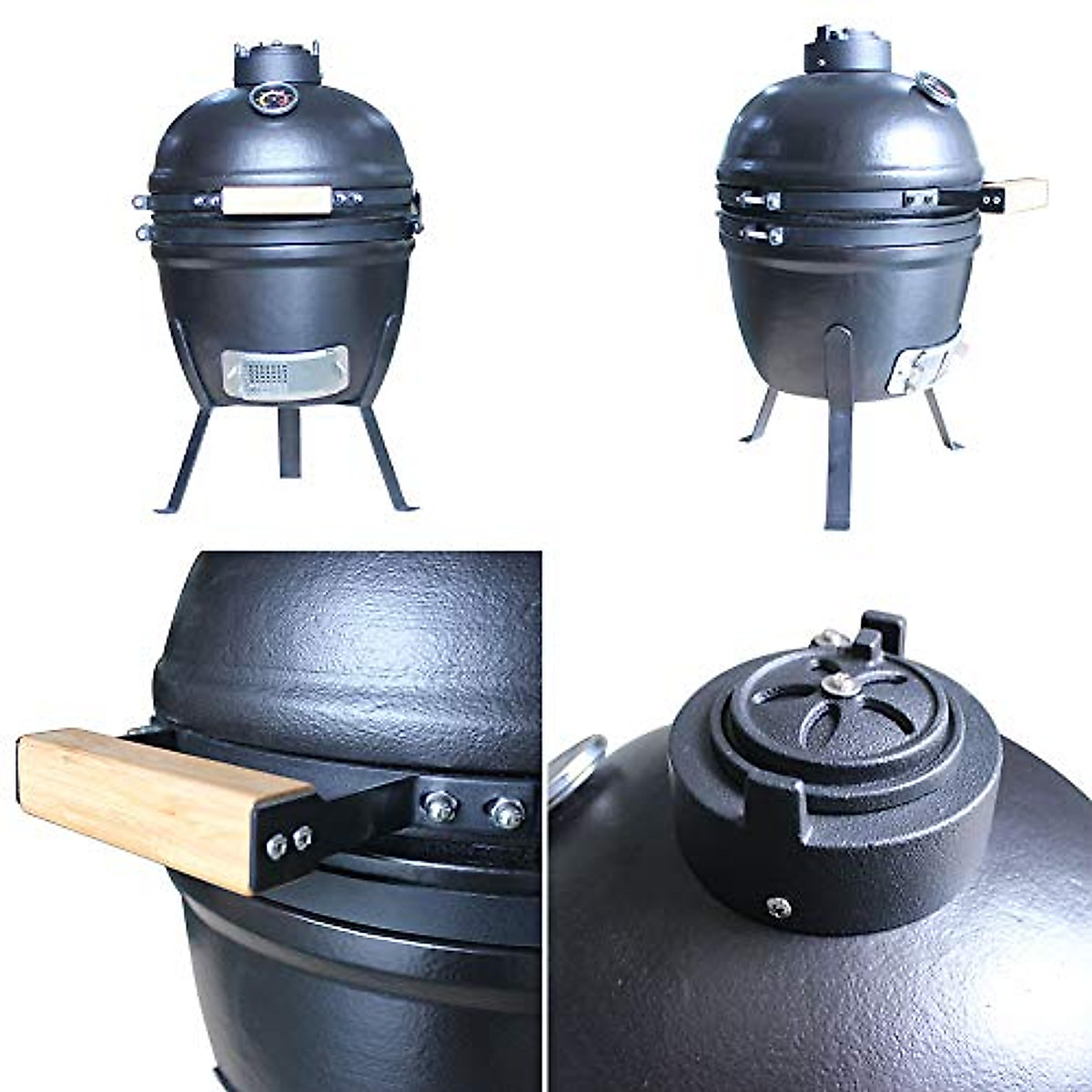 RJMOLU Outdoor BBQ Grill 13" Ceramic Egg Shaped Smoker Barbecue Stove Ceramic Barbecue for Picnic Garden Terrace Camping Travel