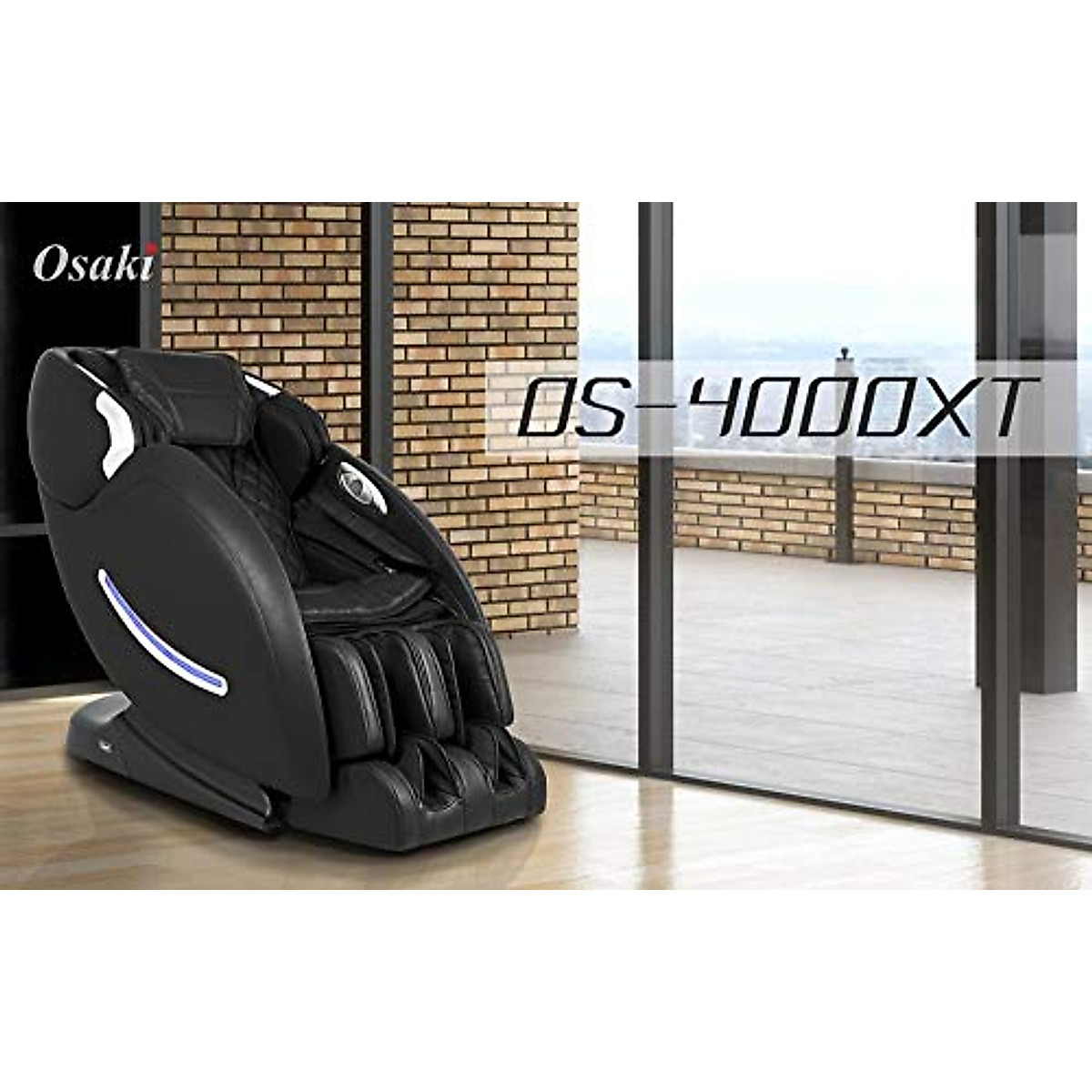 Osaki OS-4000XT B Massage Chair with LED Light Control, Brown, Ache Sensor, L-Track Massage, 2-Step Zero Gravity Mode, 6 Massage Styles, 6 Auto Massage Programs, Space Saving Technology