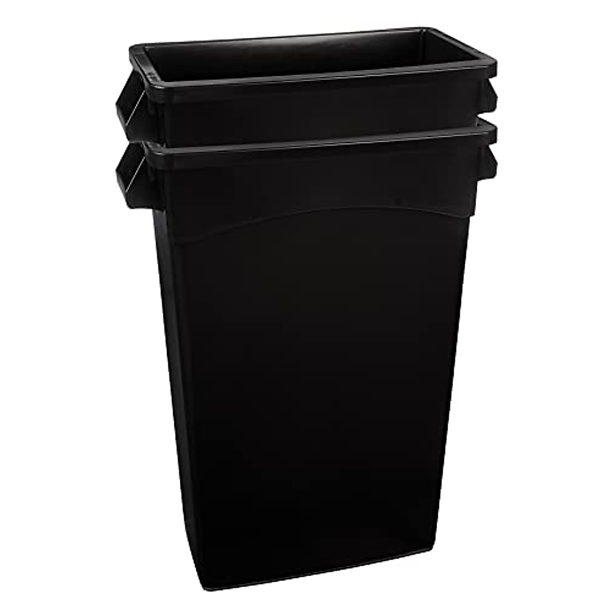 Amazon Basics Rectangular Commercial Slim Trash Can, 23 gallon (Pack of 2), Black (Previously AmazonCommercial brand)