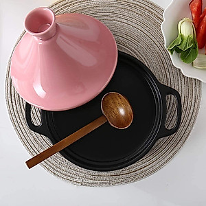 JINXIU Casserole Ceramic Tagine Pot, Tajine Cooking Pot Ceramic Pots for Cooking and Stew Casserole Slow Cooker with 2 Handle and Lid for Home Kitchen,Pink