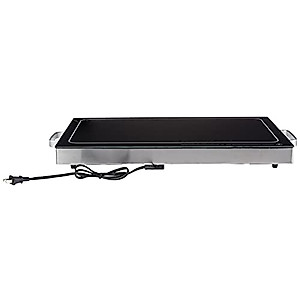 Megachef Electric Warming Tray with Adjustable Temperature Control, 24 in, Silver, Black