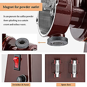 Huanyu Stainless Steel Coffee Grinder Electric with 8 Grinding Settings Flat Burr Coffee Grinder Adjustable Burr Coffee Grinders for Home Use Red