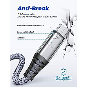 2-Pack Micro USB Cable [6.6ft], Unbreakable Android Micro USB Charging Cable, AINOPE Micro USB Fast Charging Cords for Android Nylon Compatible with Samsung Galaxy S6,J7 Edge Note 5, Kindle