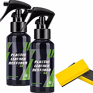 Shinex Leather & Plastic Restorer, 50/100ml Shinex Plastic Leather Restorer Spray, Shinex Plastic Restorer, Plastic Parts Refurbish Agent, Leather Cleaner for Car Interior, with 2 Sponges