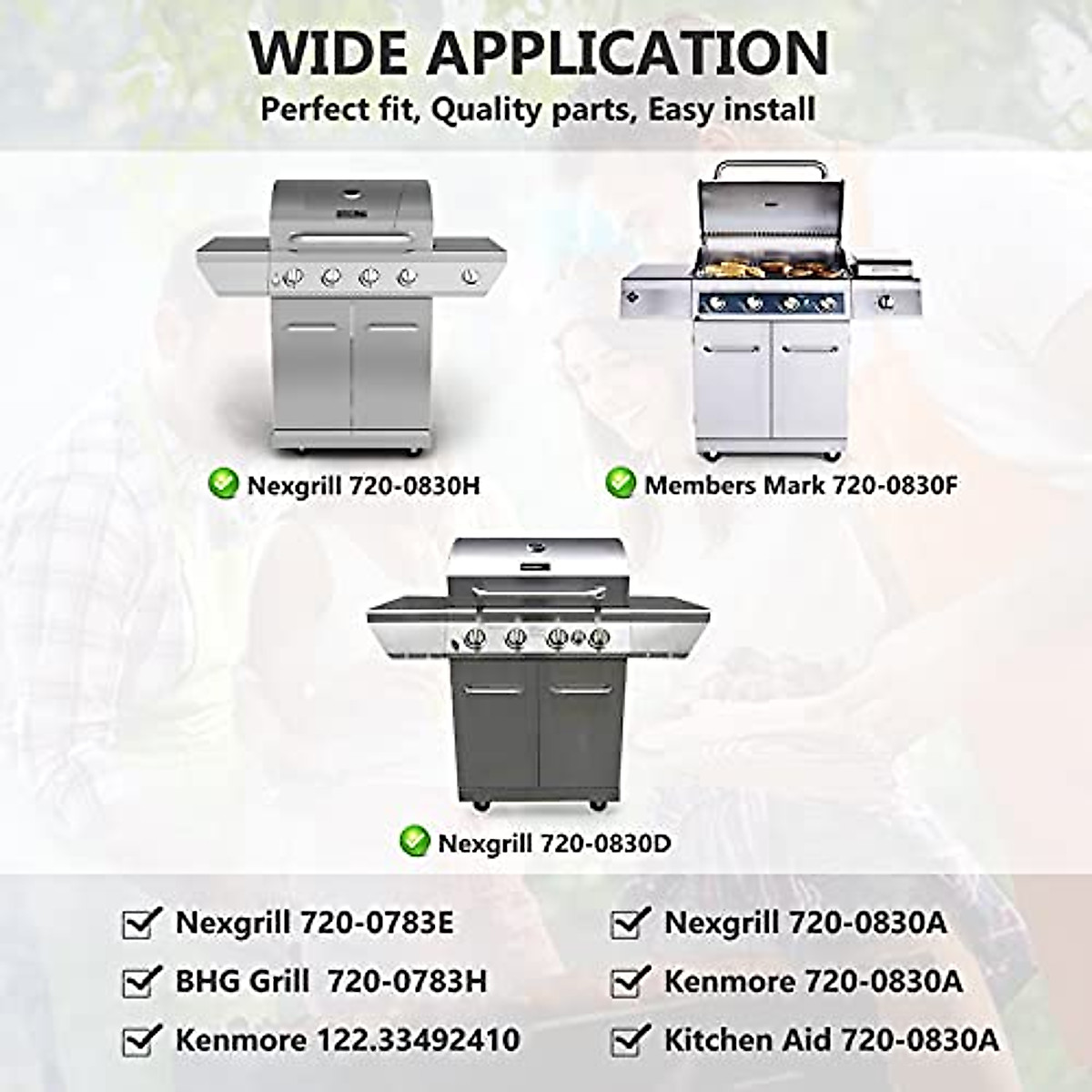 Criditpid Replacement Parts for Nexgrill 720-0830H 720-0830D, Members Mark 720-0830F, BHG 720-0783H Grill, Heat Plate Shields Grill Burners Igniter for Nexgrill 4 Burner 720-0830H Home Depot