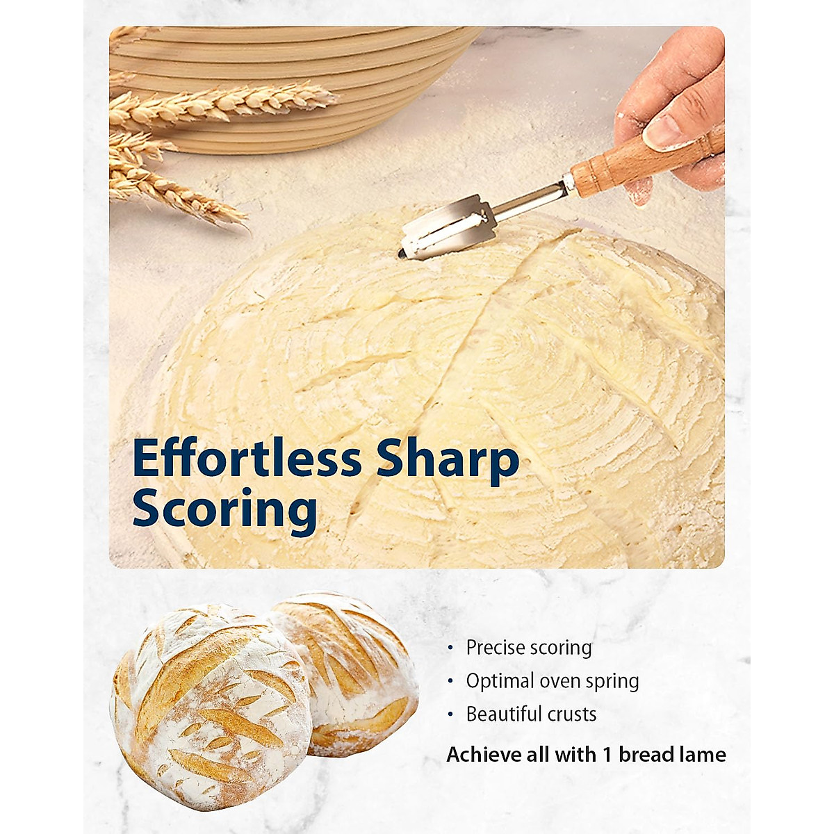 Lorzon Bread Lame with Storage Box, Sourdough Scoring Tool with 10 Razor Blades and Cut-Proof Finger Sleeves, Scoring Knife for Bread Baking