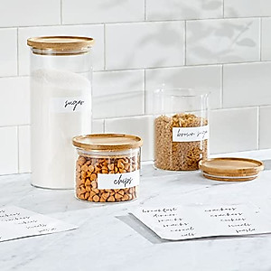 mDesign Kitchen Storage Labels, Preprinted Sticker Decals - Organize Containers, Jars, Bins, or Canisters Inside Cabinet, Pantry, Fridge, or on Counter - Home Sort Collection, 120 Labels, White/Black