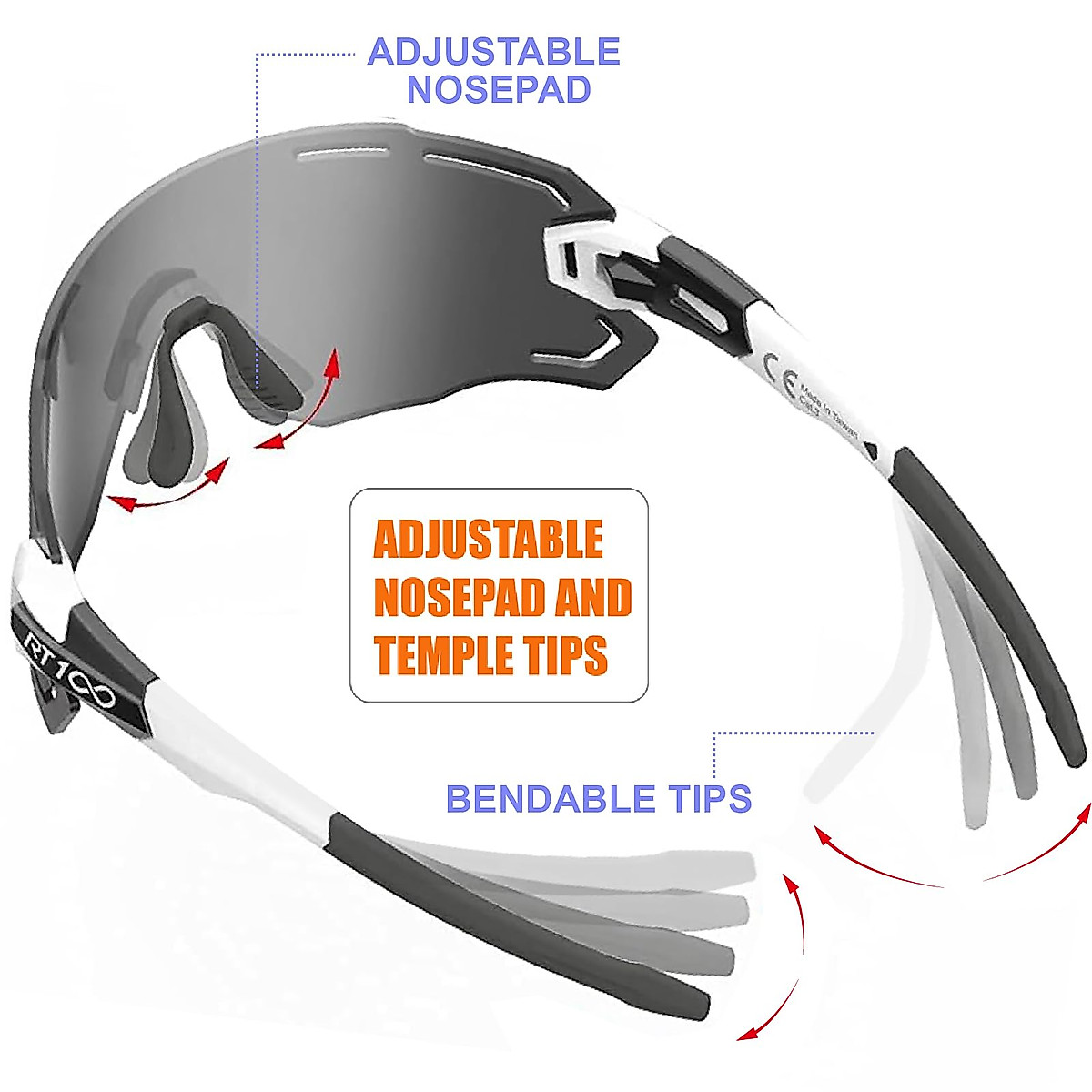 RT100 Cycling glasses for Men and Women Cylindrical Lens, bike sunglasses for men riding sunglasses for men