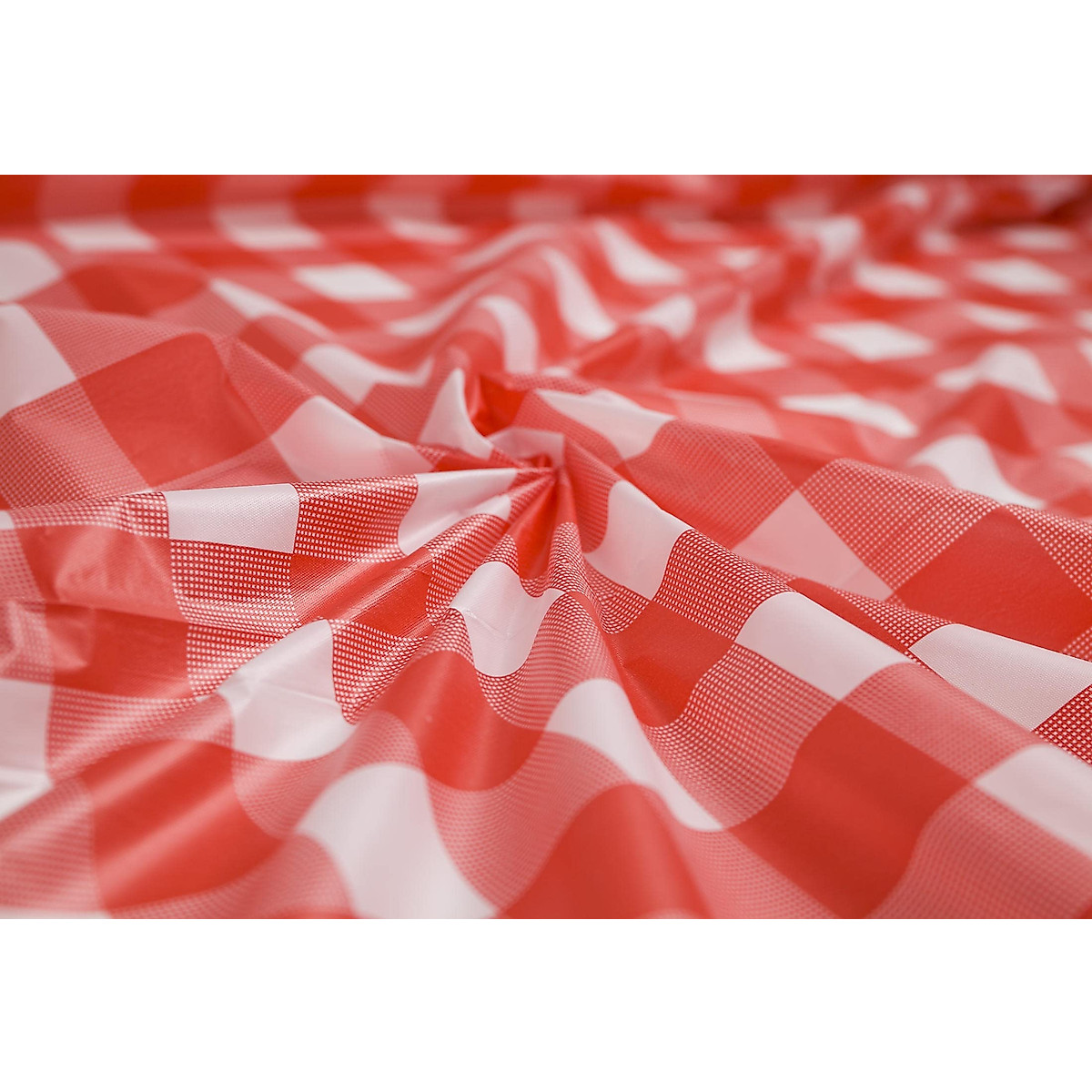 Plastic Tablecloth Disposable, Red and White Checkered Tablecloth, Pack of 6, 54" x 108" Rectangle