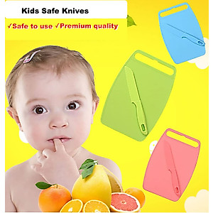 jawbush Lettuce Knife for Kids, 8.7" Plastic Kids Safe Knives Set, Serrated Paring Knife for Cutting Fruits, Bread, Brownies, Veggies and More, Nylon Knives for Nonstick Pans, 3 Pcs