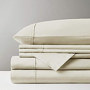 Madison Park 800 Thread Count Luxurious Wrinkle Free Breathable Cotton Rich Sateen 6 Piece Sheet Set, Queen Size, Ivory