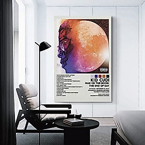 QIAOZ Kid Cudi Poster Man On The Moon Poster Album Cover Poster for Room Aesthetic Canvas Art Wall Art Picture Print Modern Family Bedroom Decor Posters 12x18inch(30x45cm)