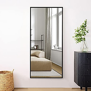 MIRUO Full Length Mirror Decor Wall Mounted / Floor Mirror Dressing Mirror Make Up Mirror Bathroom/Bedroom/Living /Dining Room/Entry, Black, 47" x 22"