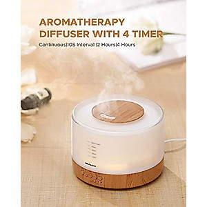 muson Essential Oil Diffuser Sound Machine Combo Diffuser for Aromatherapy Fragrant Oil Cool Mist Humidifier with Natural Sound Music & Warm Night Light, Auto Shutoff, White