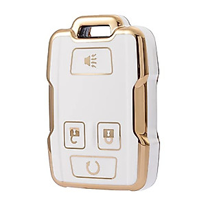 Guibuhuse Protective Key Fob Cover Fits for Chevy 2014-2020 Silverado 1500 2500 3500 Chevrolet Colorado 2015-2021 GMC 2014-2020 Sierra 1500 2500 3500 GMC 2015-2021 Canyon (White)