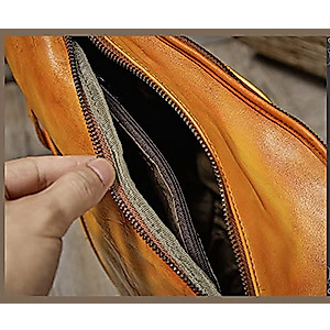 Segater Genuine Leather Sling Bag for Women Men Vintage Handmade Chest Backpack Casual Crossbody Daypack Shoulder Satchel