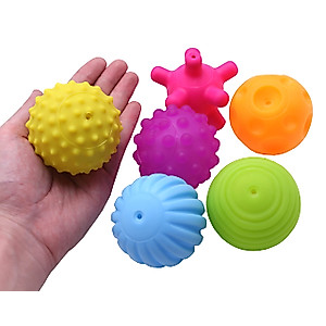 FIVOENDAR 6 Pack Sensory Balls for Kids, Massage Soft & Textured Balls Baby Hands Squeeze Balls Set Develop Kid's Tactile Senses Toys for Touch Hand Ball