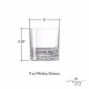 Unbreakable Plastic Whiskey Glasses (Set of 4) 9 oz Dishwasher Safe, Shatterproof Tritan Drinking Glasses for Whiskey, Durable Plastic Wine Glass, Plastic Rocks Glass, Bar Glasses Sets for Home