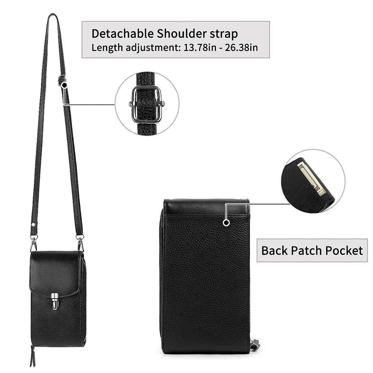 Pearl Angeli Small Crossbody Bags for Women Genuine Leather Shoulder Bag with RFID Credit Card Holders