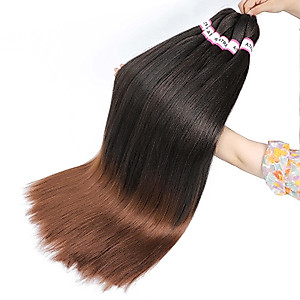 Pre Stretched Braiding Hair,18 Inch 8 Packs Ombre Braiding Hair, Two Tone Yaki Texture Prestretched Crochet Braids Hair Professional Synthetic Hair Extension Itch Free Hot Water Setting (18" T1B/30#)