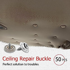 HAOBO 50PCS Car Roof Repair Rivets, Car Roof Headliner Repair Kit, Auto Roof Snap Rivets Retainer for Interior Ceiling Cloth Fixing Repair Buckle with Installation Tool, Universal for All Cars