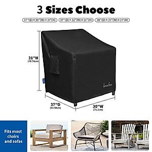Patio Chair Covers, Large Covers for Lounge Lawn Deep Seat Black, Heavy Duty Oxford Cloth Outdoor Lawn Patio Furniture Covers -30" W x 37" D x 31" H