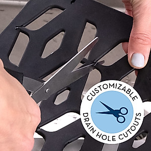 S&T INC. Sink Protectors for Kitchen Sink, Mat Cushions Dishes and Protects Sinks from Damage, Raised Design, Black, 12.75 Inch x 11.25 Inch, 1 Pack