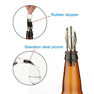 CM Pack of 10 Wine Pourer and Stopper Set Wine Pourer Spouts Stainless Steel Stopping Pour Spout for Wine Beverage Beer Liquid Dispenser