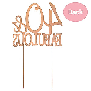 40 Cake Topper - Premium Rose Gold Metal - 40 and Fabulous - 40th Birthday Party Sparkly Rhinestone Decoration Makes a Great Centerpiece - Now Protected in a Box