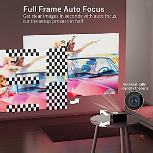 Autofocu Smart Projector with Android TV OS, Xgody A40 9000L Mini Projector with WiFi and Bluetooth, 1080P Support HD Home Theater Projector with Netflix 7000+APPs Bulit-in Hi-Fi Speaker and Remote