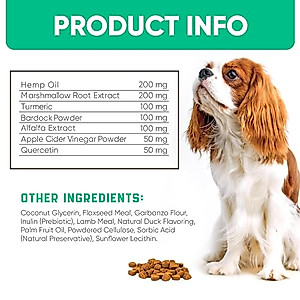 Natural Dog Allergy Chews with Omega, Probiotics, Apple Cider Vinegar - Dog Allergy Relief Supplement - Helps with Hot Spots, Itchy Skin, Seasonal and Food Dog Allergies - 180 Allergy Chews for Dogs
