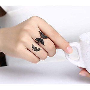 Ginger Lyne Collection Flying Bat Halloween Spooky Black CZ Party Statement Ring Size 7