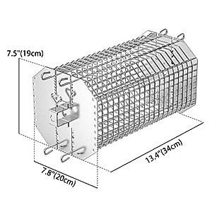 onlyfire Universal Octagonal Tumble Rotisserie Basket, Flat Spit Rotisserie Grill Basket Fits for 1/2 Inch Hexagon, 3/8 Inch Hexagon, 3/8 Inch Square, 5/16 Inch Square Spit Rods