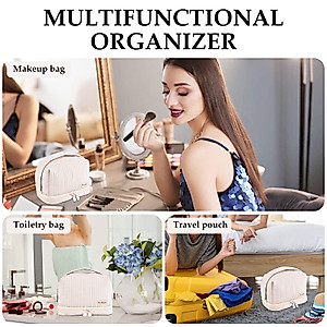 burfocus Small Cosmetic Bags,Zipper Pouch,Makeup Brushes Bag, Waterproof Travel Cosmetic Bag,Cute makeup bag for Women and Girls,Toiletry Bag Accessories Organizer Valentines Day Gifts (White)