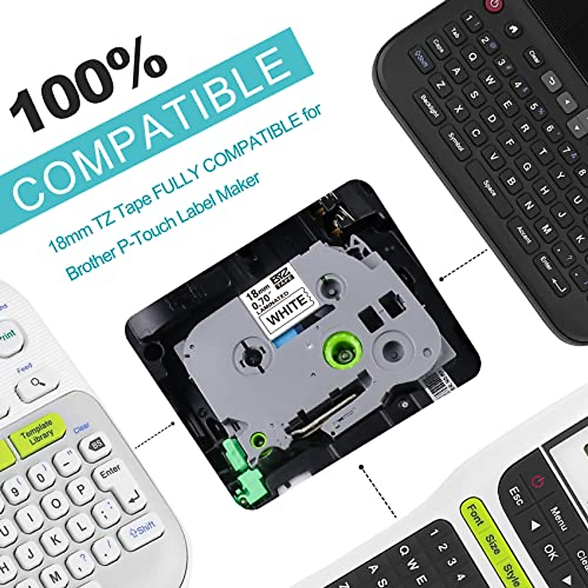 BOYEEZON TZe-241 3/4 Inch Label Tape Replacement for Brother P Touch TZ Tape 18mm 0.7 Laminated White TZe241 Label Maker Tape for Brother PTD600 PTD400AD PT-P710BT, 26.2 Feet(8m), 4-Pack