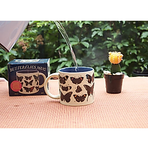 The Unemployed Philosophers Guild Butterfly Color Changing Heat Transforming Mug - Hot Coffee Reveals 18 Butterflies in Beautiful Colorful Detail, Comes in a Fun Box, 14oz.