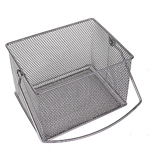 YBM Home Rectangle Mesh Silver Condiment Caddy, Kitchen Supply, Utensil, Silverware Organizer Cutlery Holder Flatware Storage Napkin Holder Carrier (1)