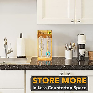 SpaceAid Bamboo Baby Bottle Drying Rack, Space Saving Kitchen Bottles Holder Organizer for Baby Bottle Rack Dryer Storage Accessories (Natural, 6 Bottles)