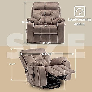 Cobplns 27in Extra Wide Recliner Chair-Living Room Chair，Ultimate Comfortable Goose Down Massage Chair, 400 lbs of Weight-Bearing Power Lift Recliners for Elderly（Light Brown）