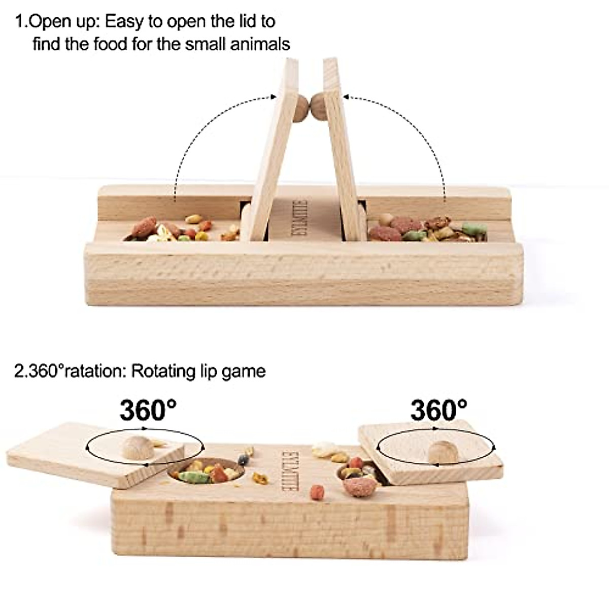 Wooden Pet Hamster Enrichment Toys Interactive Hide Treats Foraging Puzzle for Hamster, Guinea Pig, Pet Rats, Bunny Rabbit and Chinchilla Toys