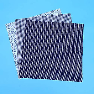 ABOOFAN Embroidery Fabric Floral Cotton Fabric Bundle Cotton Square Quilting Fabric Sewing Patchwork Cloths DIY Scrapbooking Crafts Supplies for Bag Wallet Purse (Navy) Quilted Fabric