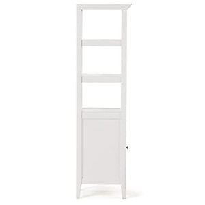 SIMPLIHOME Acadian 56" H x 16" W Transitional Bath Storage Tower Bath Cabinet in Pure White, For the Bathroom