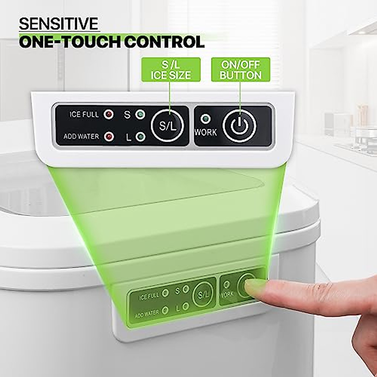 Magshion Ice Maker Countertop with Self-Cleaning, 26lbs/24H, Bullet-Shaped Ice (2 Sizes), Digital Display & Timer, 1.8lbs Ice Storage Capacity, Ice Cube Maker Machine for Home & Kitchen (White)