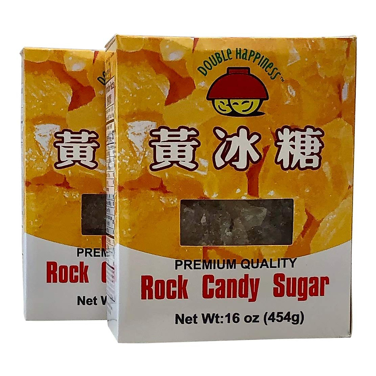 Double Happiness Lump Sugar Rock Candy, Premium Quality from Cane Sugar and Molasses, 16 Ounce Box, [Pack of 2]