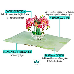WOWPAPERART Orchid Flower - 3D Pop Up Greeting Card For All Occasions - Love, Birthday, Christmas - Blank Inside for Personalized - Thick Envelope - 5x7 In