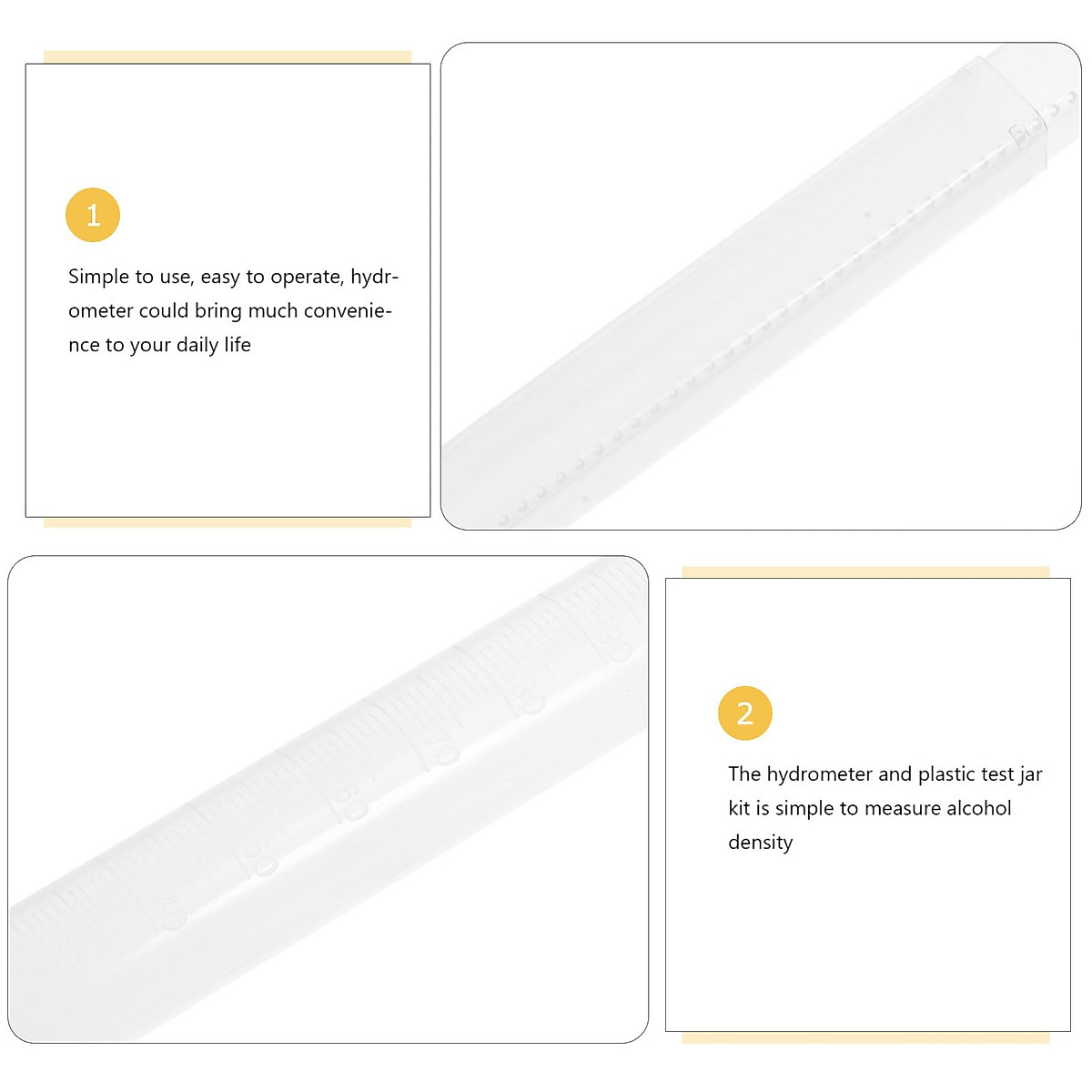 HEMOTON Triple Scale Hydrometer Plastic Test Jar Specific Hydrometer for Wine, Beer, Including 100ml Plastic Cylinder