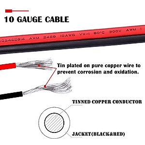 iGreely SAE Extension Cable 10AWG SAE to SAE Quick Disconnect Wire Harness SAE Connector Solar Panel Extension Cable for Trolling Motor Automotive RV Battery Motorcycle Cars Tractor 10 Gauge 1M 3Ft