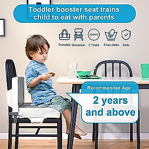 Toddler Booster Seat for Dining Table OTTOLIVES Booster Seat for Table Washable PU Cushion with 2 Cushion Waterproof Portable Travel Increasing Cushion for Toddler Training Eat Together Grey (Style A)