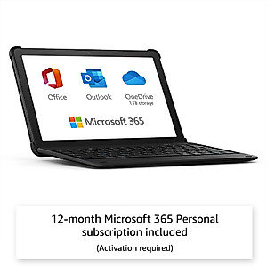 Fire HD 10 Plus tablet, 32 GB, Slate + Bluetooth keyboard + 12-month Microsoft 365 Personal subscription for up to 5 compatible devices (auto-renews), without lockscreen ads
